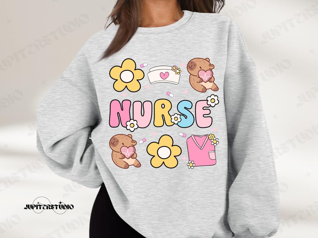 CUTE NURSE Pastel Daisy Capybara PNG Sublimation Design Download, Gift ...