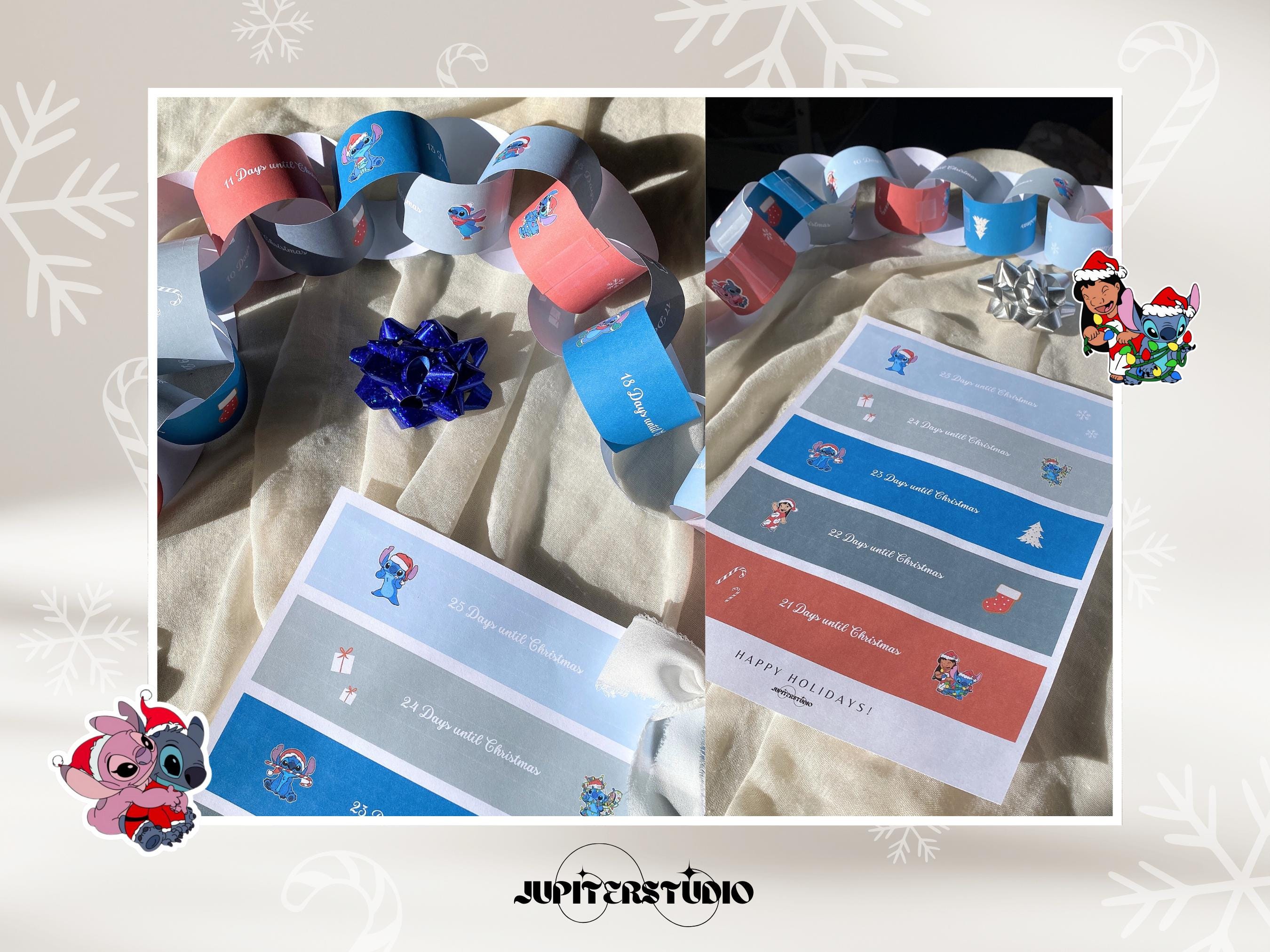 Printable Blue CHRISTMAS STITCH Countdown Paper Chain, Christmas ADVENT ...
