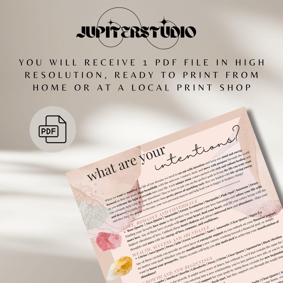 Printable Crystal Intentions Guide, for Beginners, Crystal Meaning ...