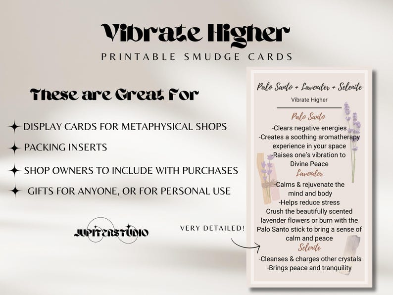 Printable Palo Santo Smudging Cards Instructions, How to Palo Santo ...