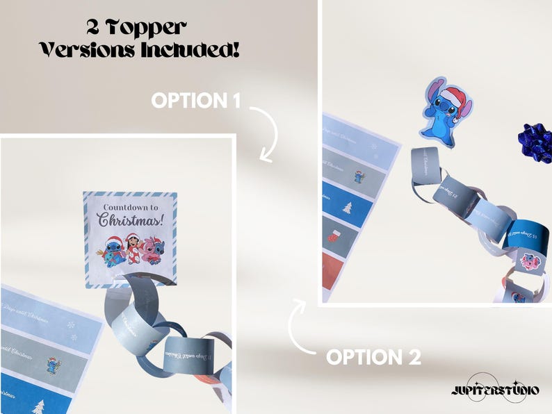 Printable Blue CHRISTMAS STITCH Countdown Paper Chain, Christmas ADVENT ...