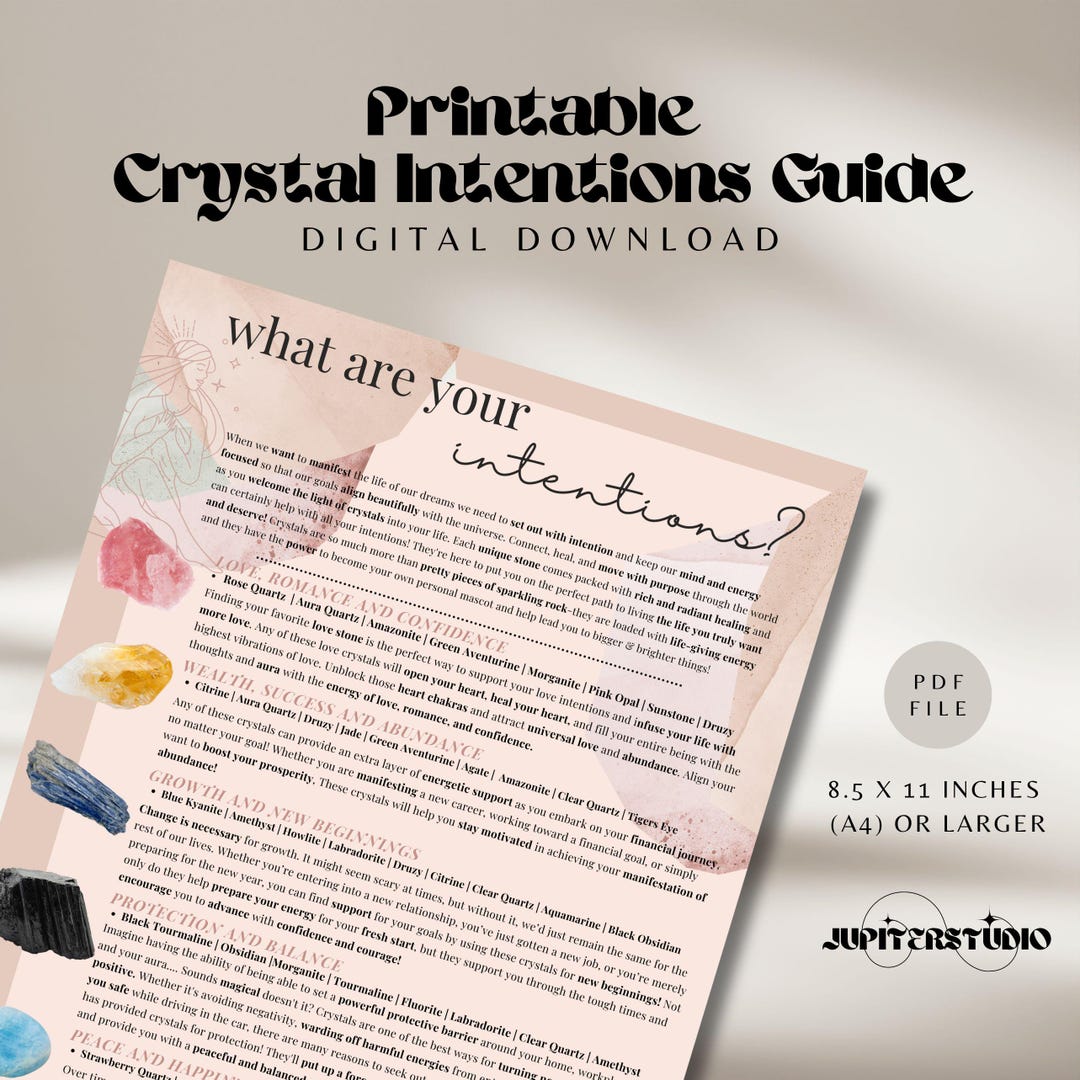 Printable Crystal Intentions Guide, for Beginners, Crystal Meaning ...
