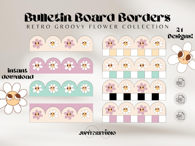 Classroom Bulletin Board Borders, Pastel Groovy Classroom Decor ...