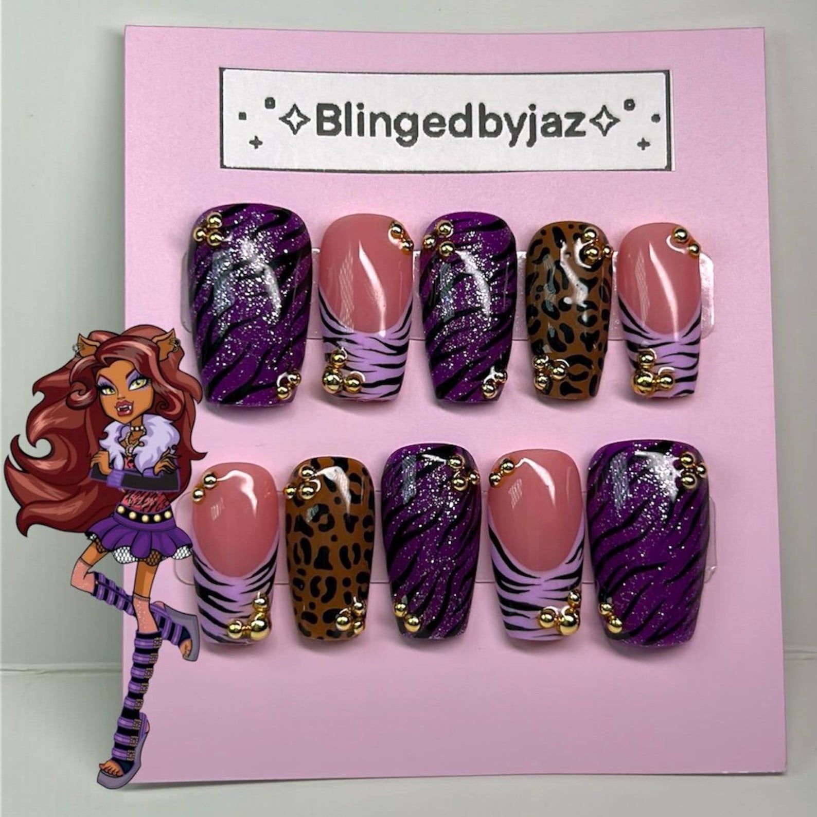 Clawdeen Inspired Press-on Nails | Monster High Inspired Press-on Nails ...