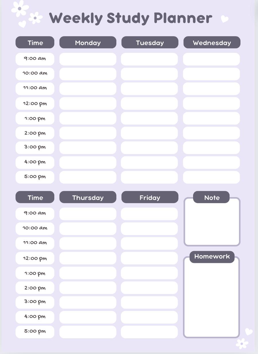 Weekly Study Planner Template (20 Pages) - Etsy