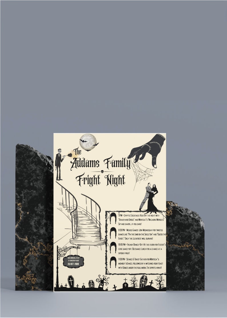 Editable Halloween Addams Family Wednesday Party Invitation - Etsy