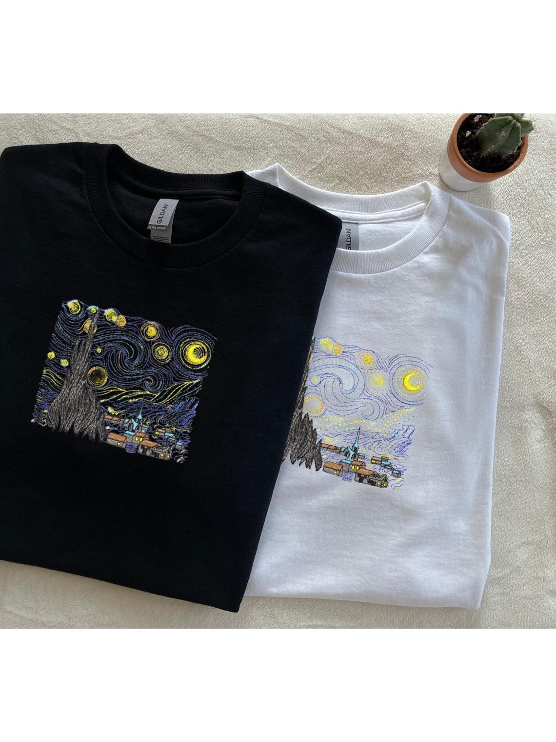 Embroidery Design Starry Night, Van Gogh Starry Night Embroidered ...