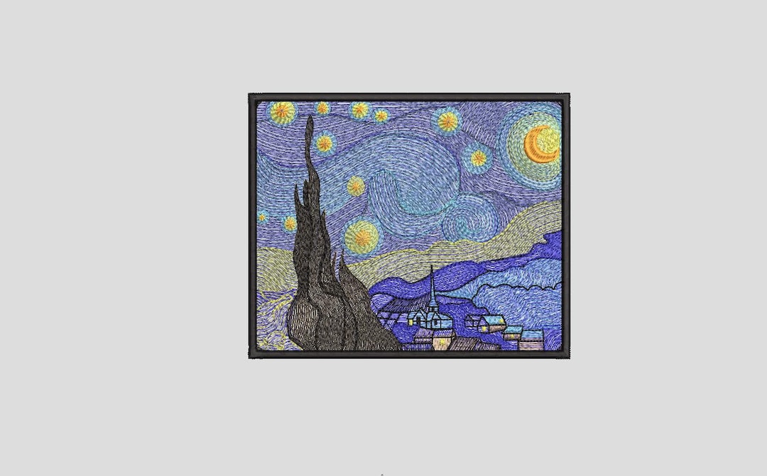 Starry Night Embroidery Designs. Starry Night Design, Van Gogh Starry ...