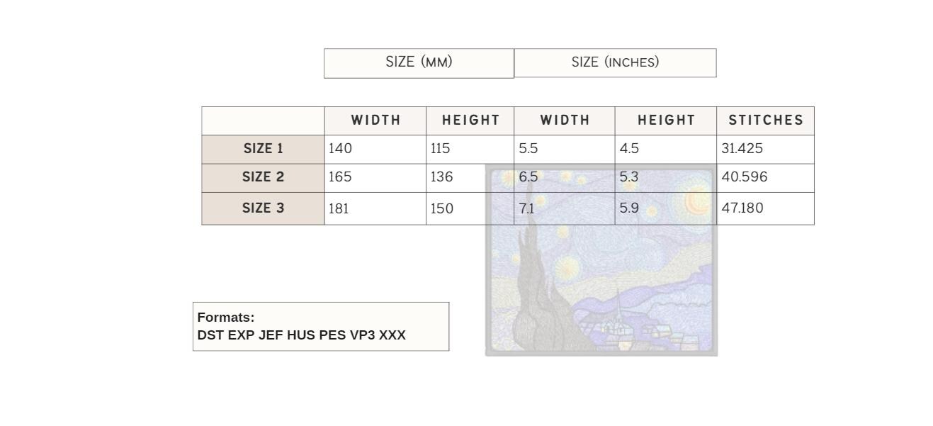 Starry Night Embroidery Designs. Starry Night Design, Van Gogh Starry ...