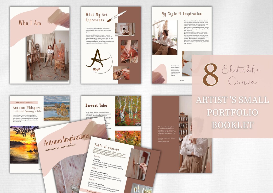 Artist's Work Mini Portfolio Collection Booklet Editable in Canva ...