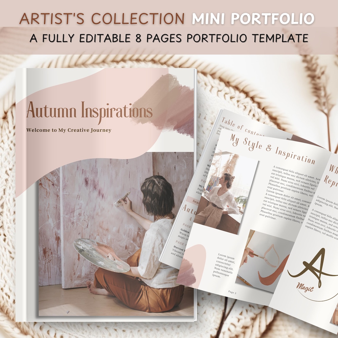 Artist Mini Portfolio Booklet Template, Editable Canva Layout (digital ...