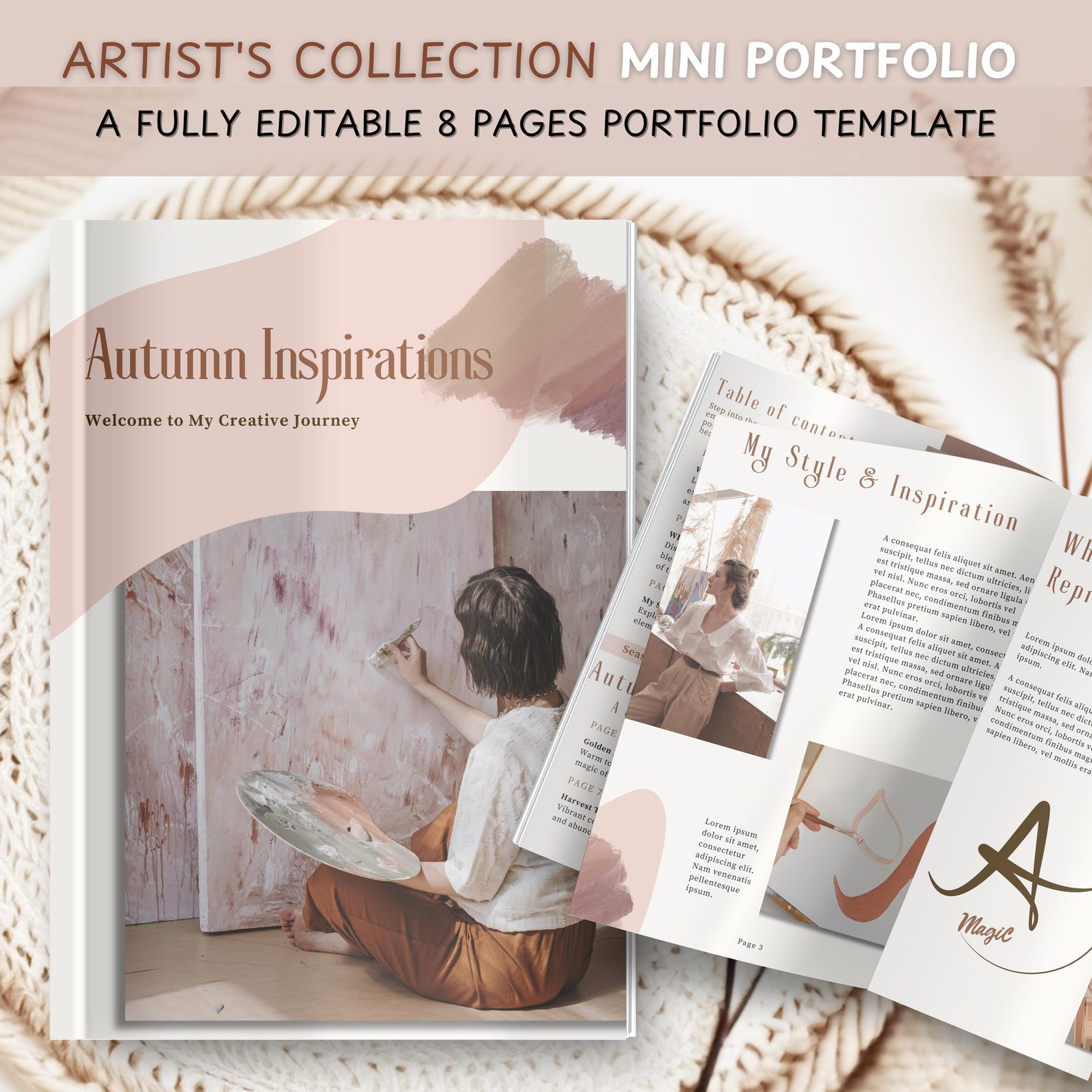 Artist Mini Portfolio Booklet Template, Editable Canva Layout (digital ...