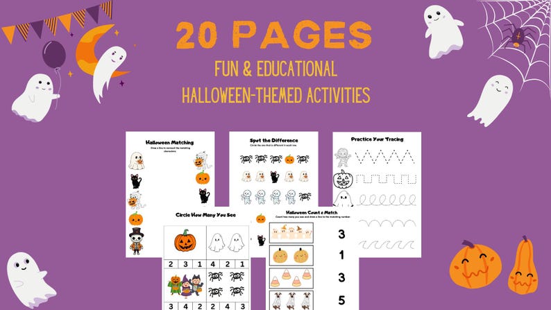 Pre-k Halloween Activity Printout Sheets - Etsy