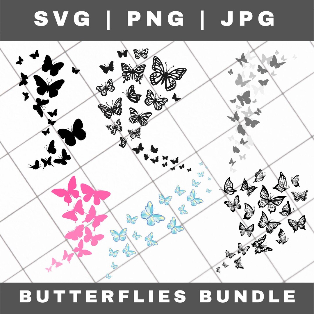 Flying Butterflies Svg Bundle | Butterfly Silhouette Design Layout ...