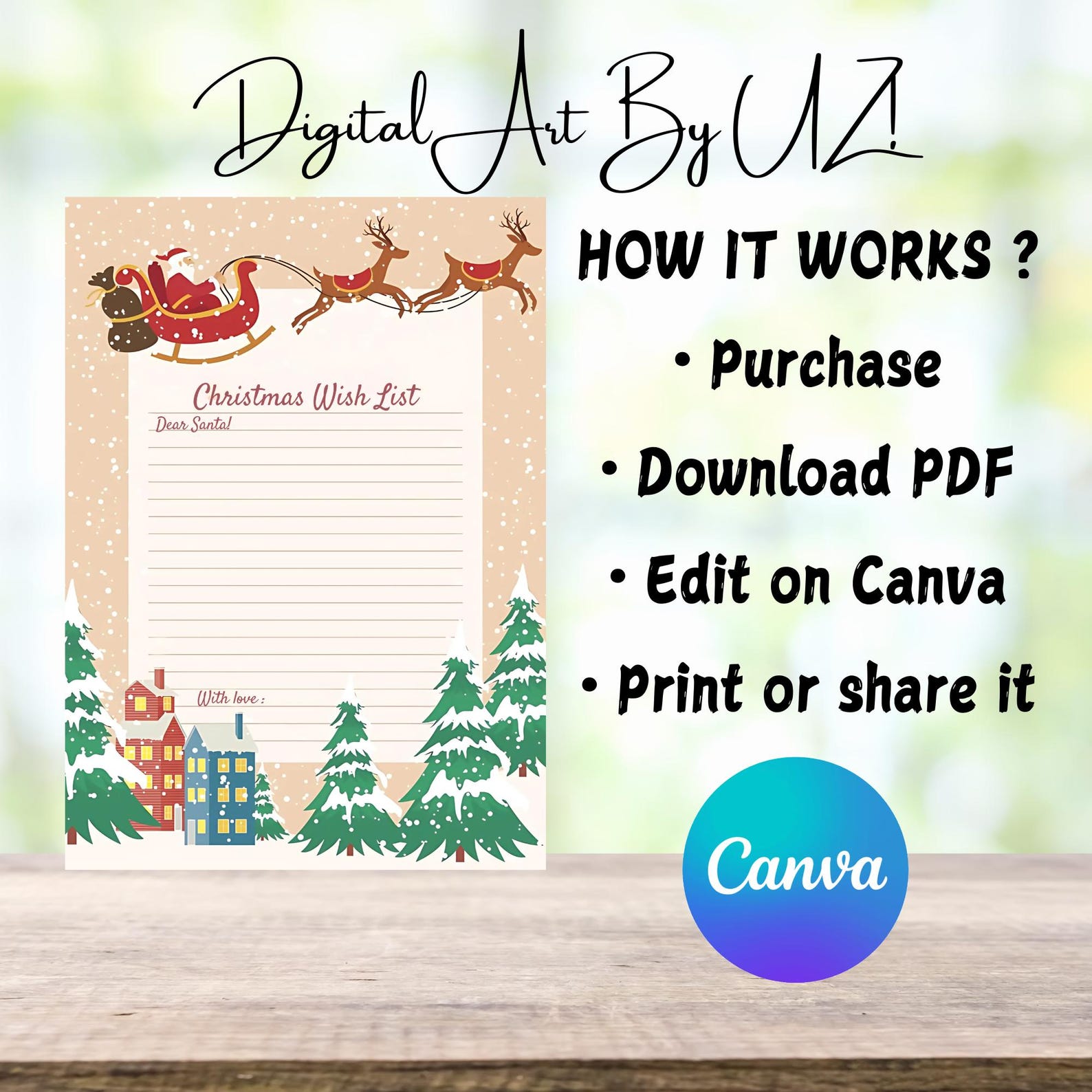 Letter to Santa, Kids Letter to Santa, Printable Letter to Santa, Kids ...