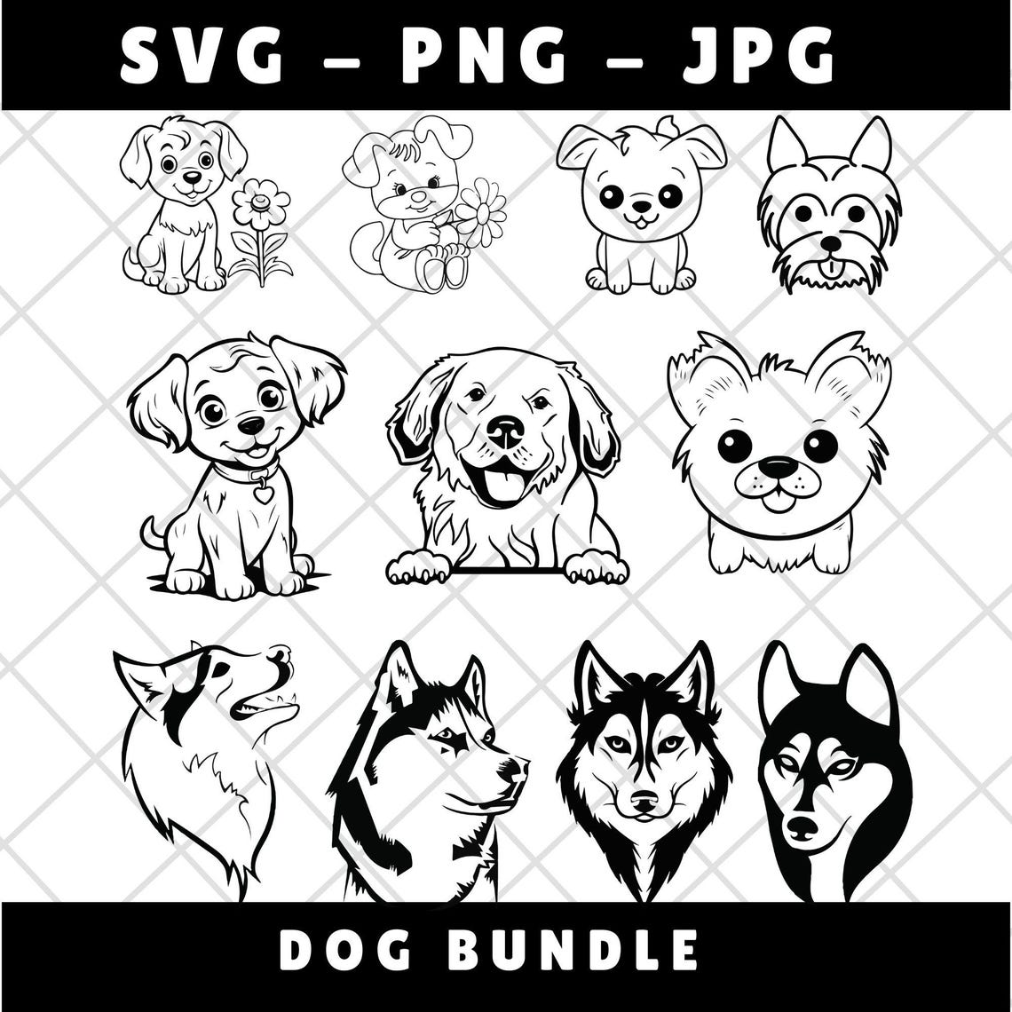 Cute Dog Svg Bundle/dog Svg/dog Breed Svg Bundle/dog Face Svg/dog ...