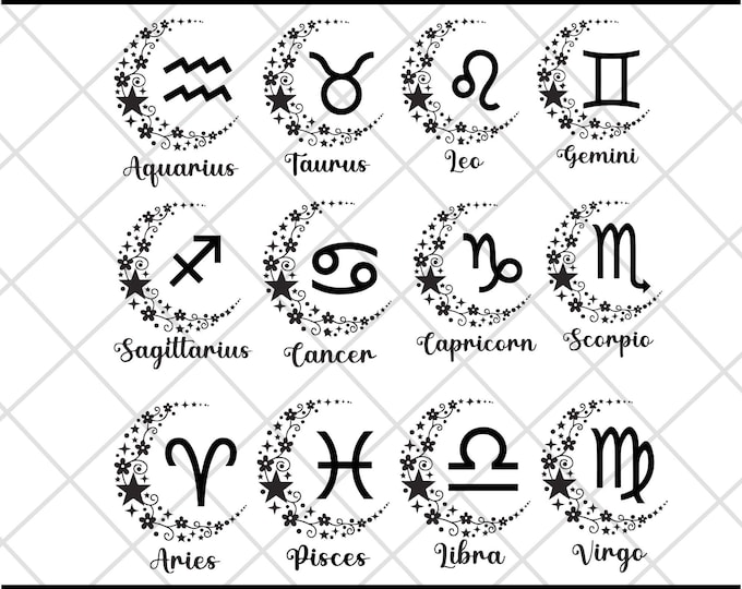 Zodiac Sign SVG Bundle Astrology SVG Pack - Zodiac Signs Bundle in Svg ...