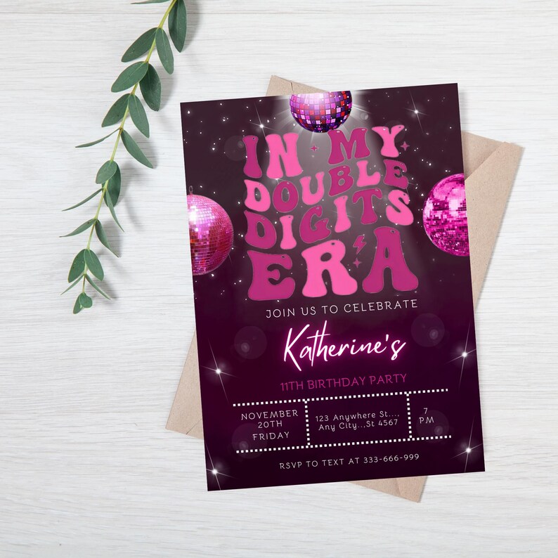 Editable in My Double Digits Era Invitation, Double Digits Era, Eras ...