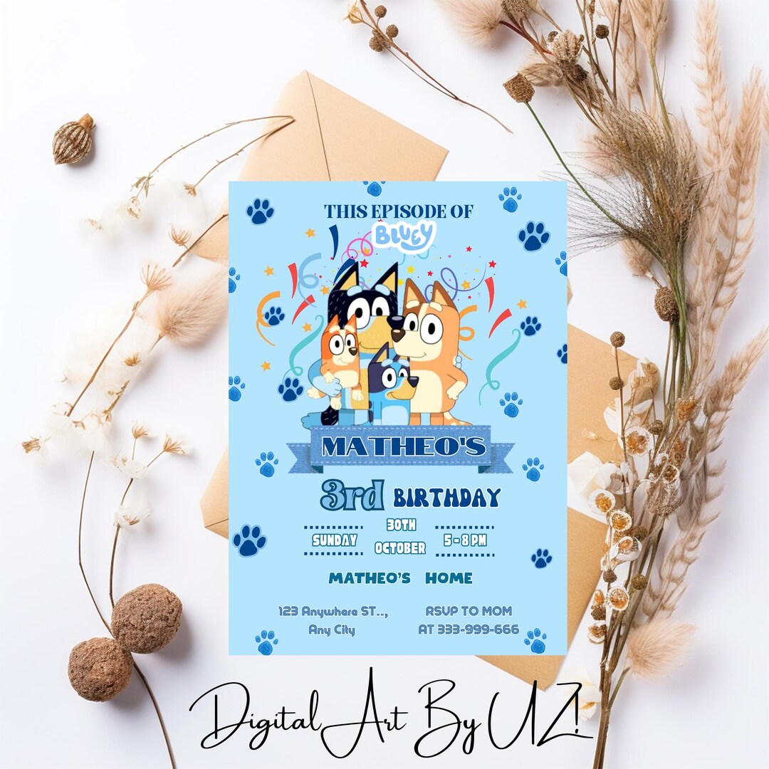 Editable Bluey & Bingo Birthday Invitation Template, Printable Bluey ...