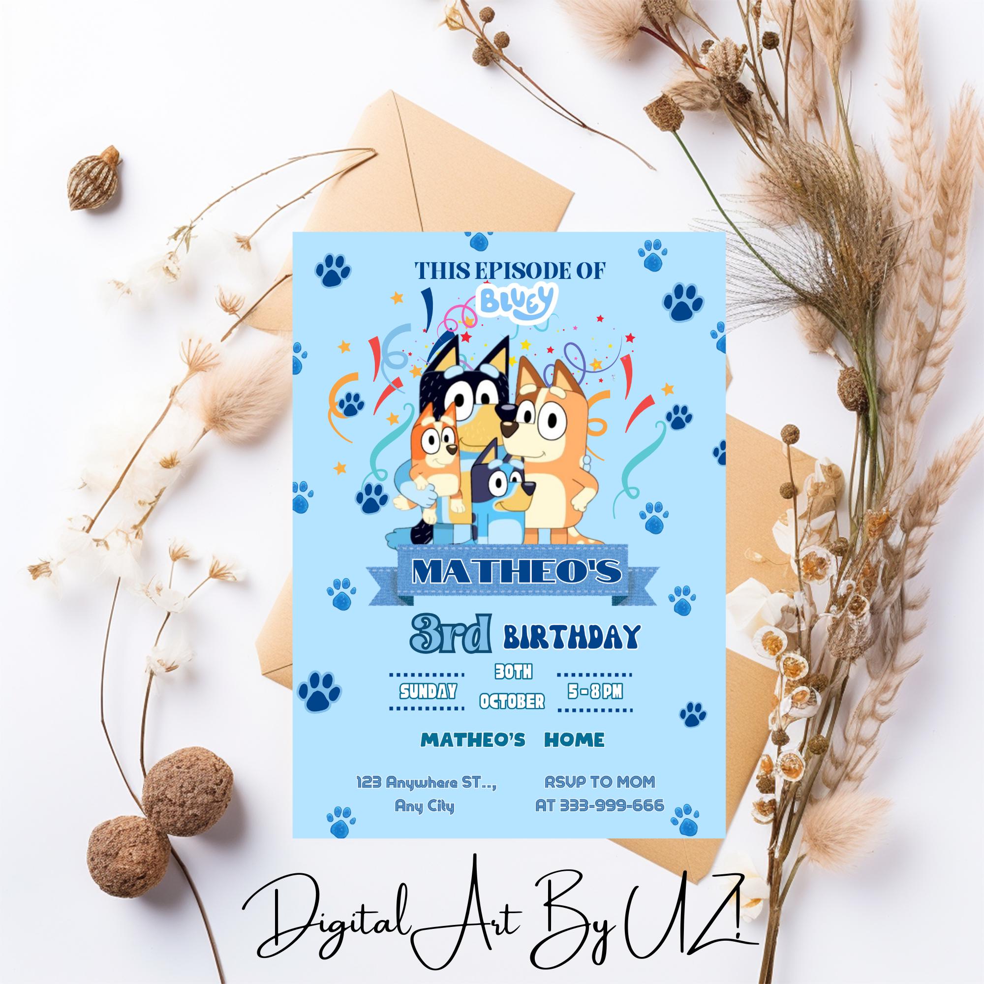 Editable Bluey & Bingo Birthday Invitation Template, Printable Bluey ...