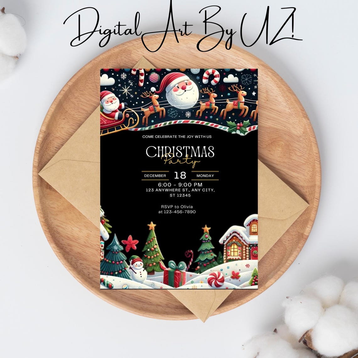 Merry Christmas Party Printable Invite, Christmas Party Invitation ...