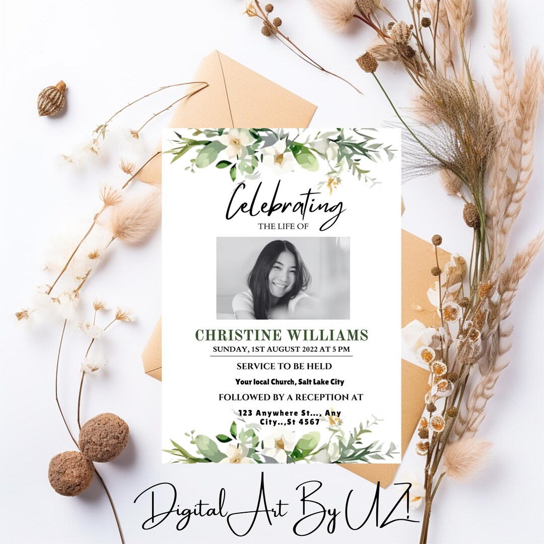 Editable Funeral Invite, Digital Funeral Invitation, Funeral ...