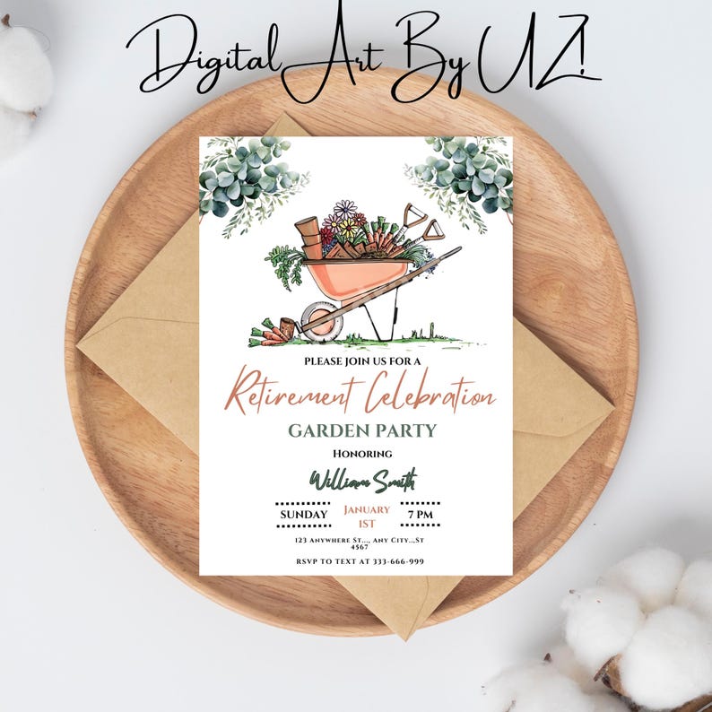 Editable Printable Watercolor Flowers Retirement Invitation Template ...