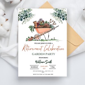 Editable Printable Watercolor Flowers Retirement Invitation Template ...