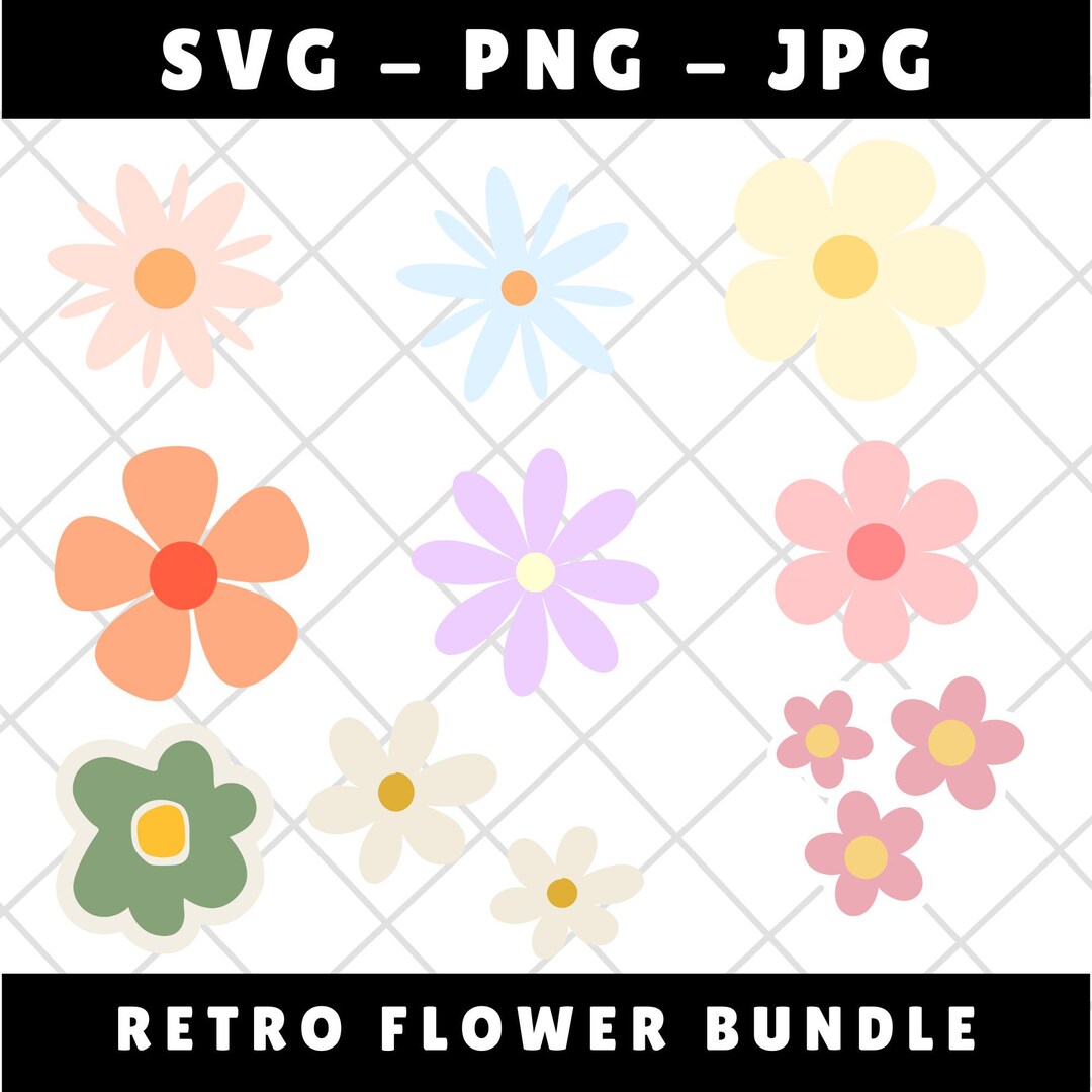 Retro Flower Shapes SVG\ Flower SVG\ Daisy Flower PNG\ Retro Daisy Svg ...