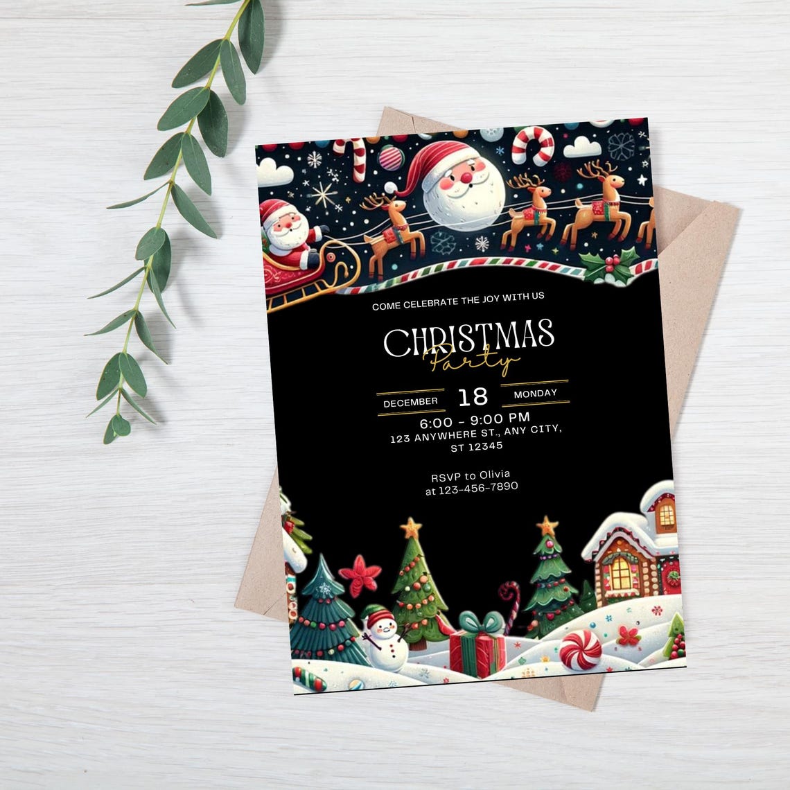 Merry Christmas Party Printable Invite, Christmas Party Invitation ...