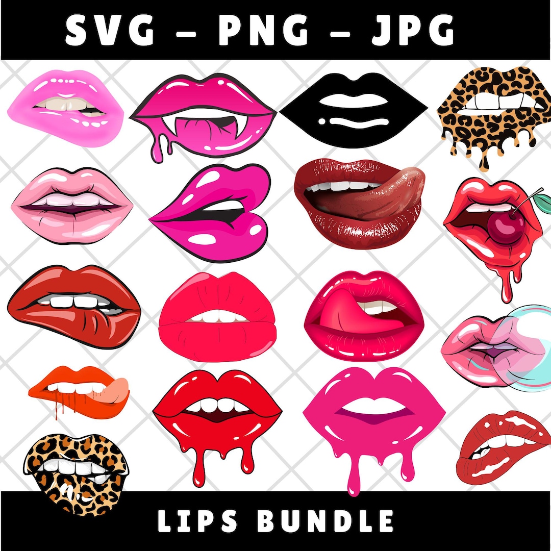 Lips Svg Bundle\ Lips Png Bundle\ Kiss Svg\ Lips Print Svg\ Red Lips ...