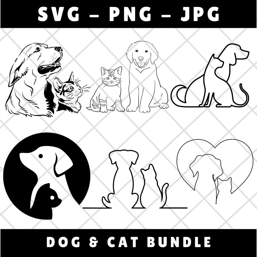 CAT and DOG SVG, Cat and Dog Clipart, Cat and Dog Svg Cut Files for ...