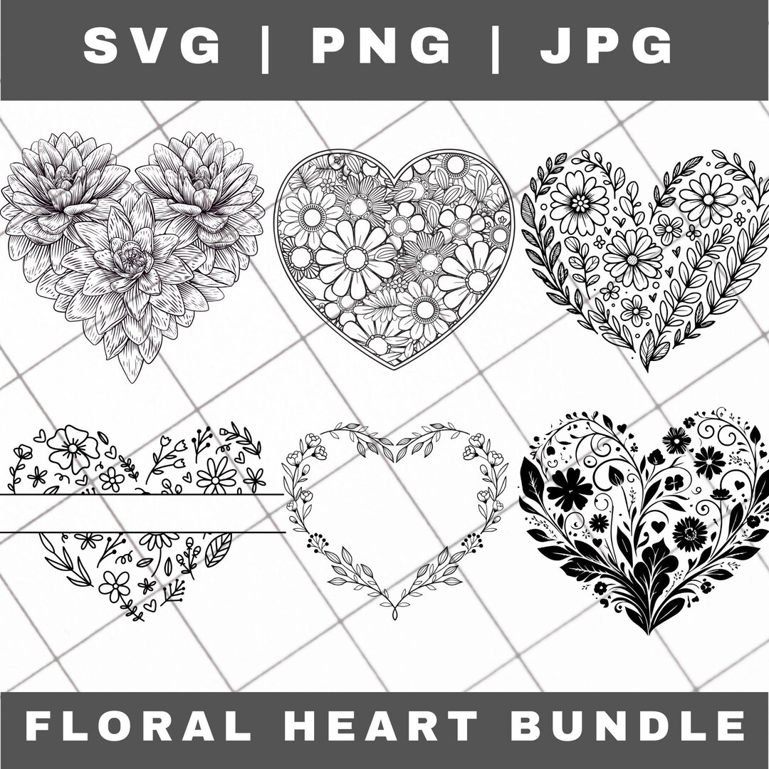 Flower Heart SVG | Floral Heart SVG | Floral Svg | Heart Svg ...