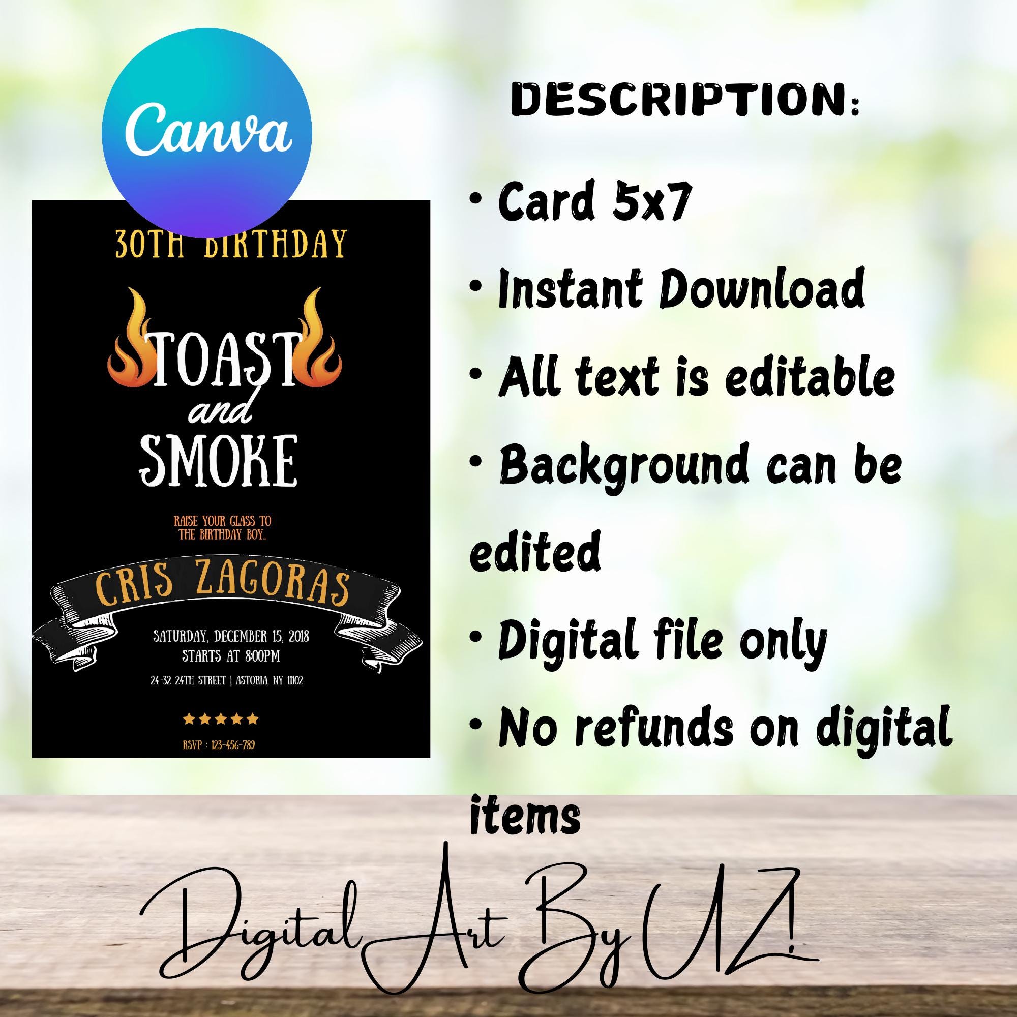 Editable Roast and Toast Birthday Retirement Invitation Canva Template ...
