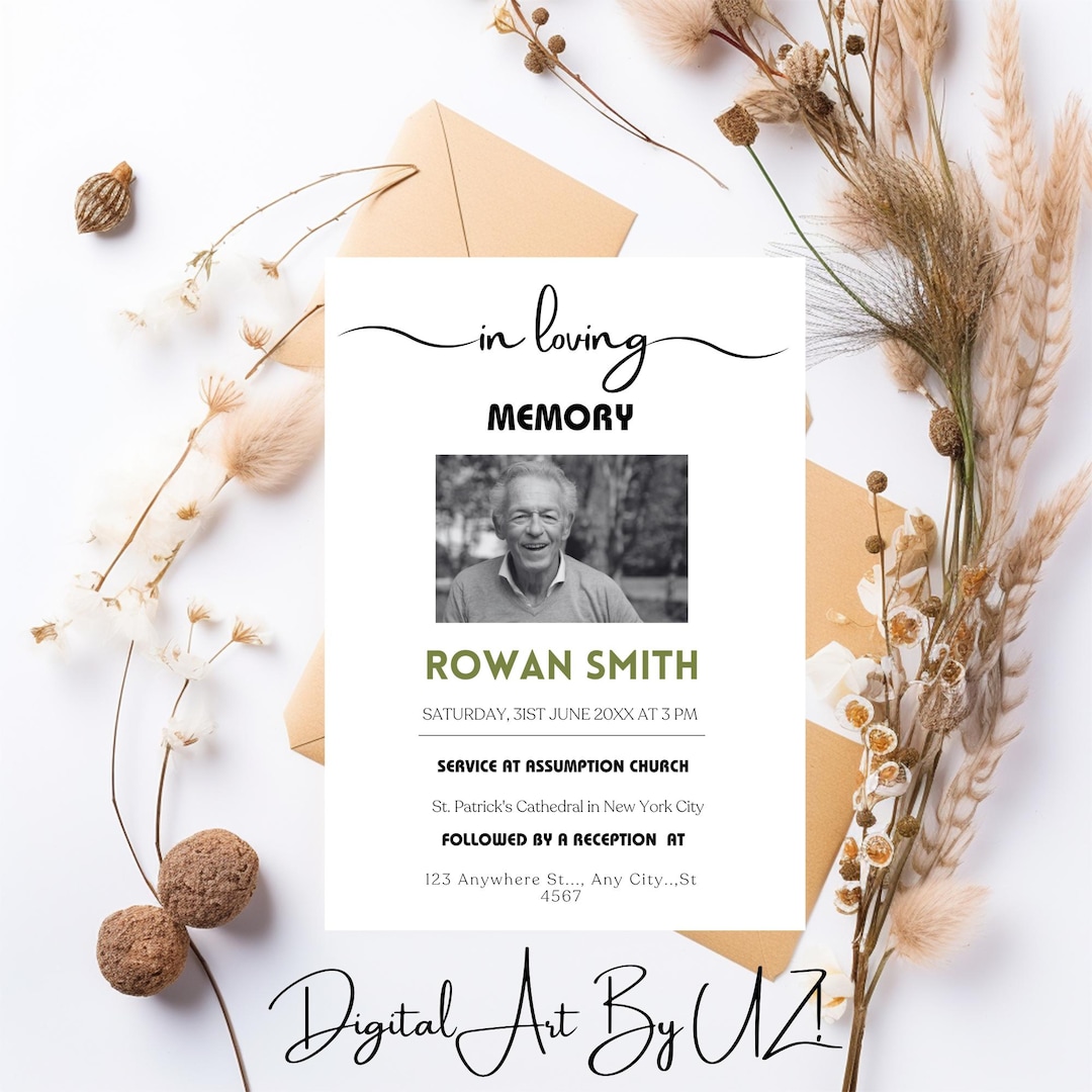 Editable Funeral Announcement, Digital Funeral Invitation, Memorial ...