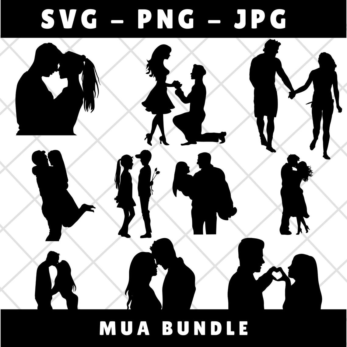 Couple Png Bundle, Pair Svg, Valantine Svg, Couple Silhouette, Love Svg ...