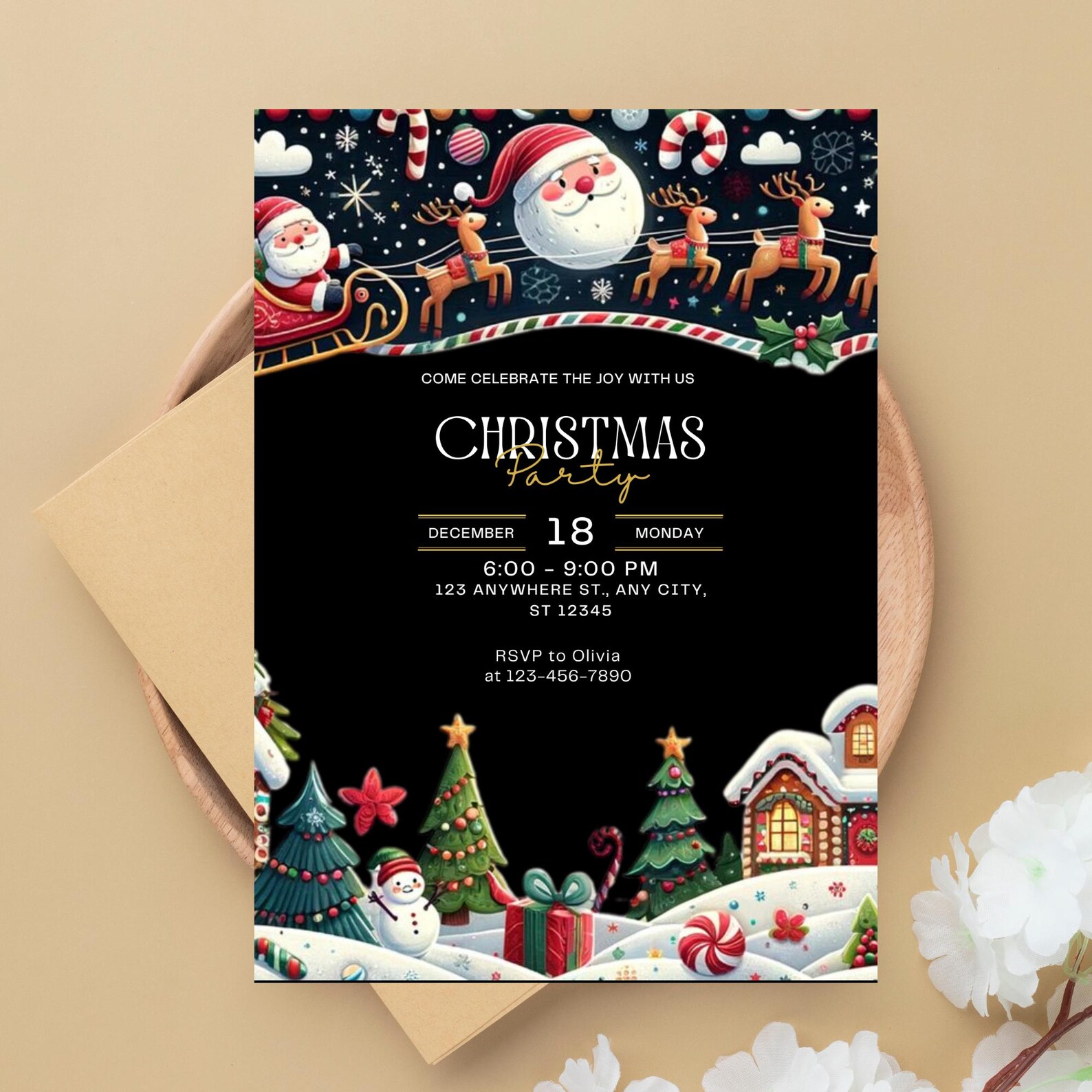 Merry Christmas Party Printable Invite, Christmas Party Invitation ...
