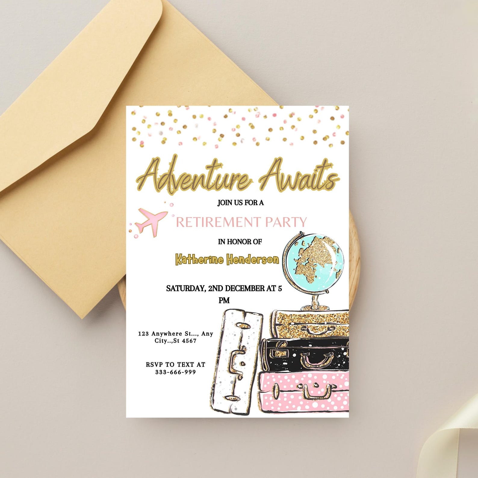 Editable Travel Retirement Invitation, Printable Adventure Awaits ...