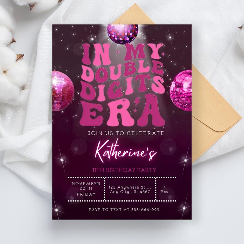 Editable in My Double Digits Era Invitation, Double Digits Era, Eras ...