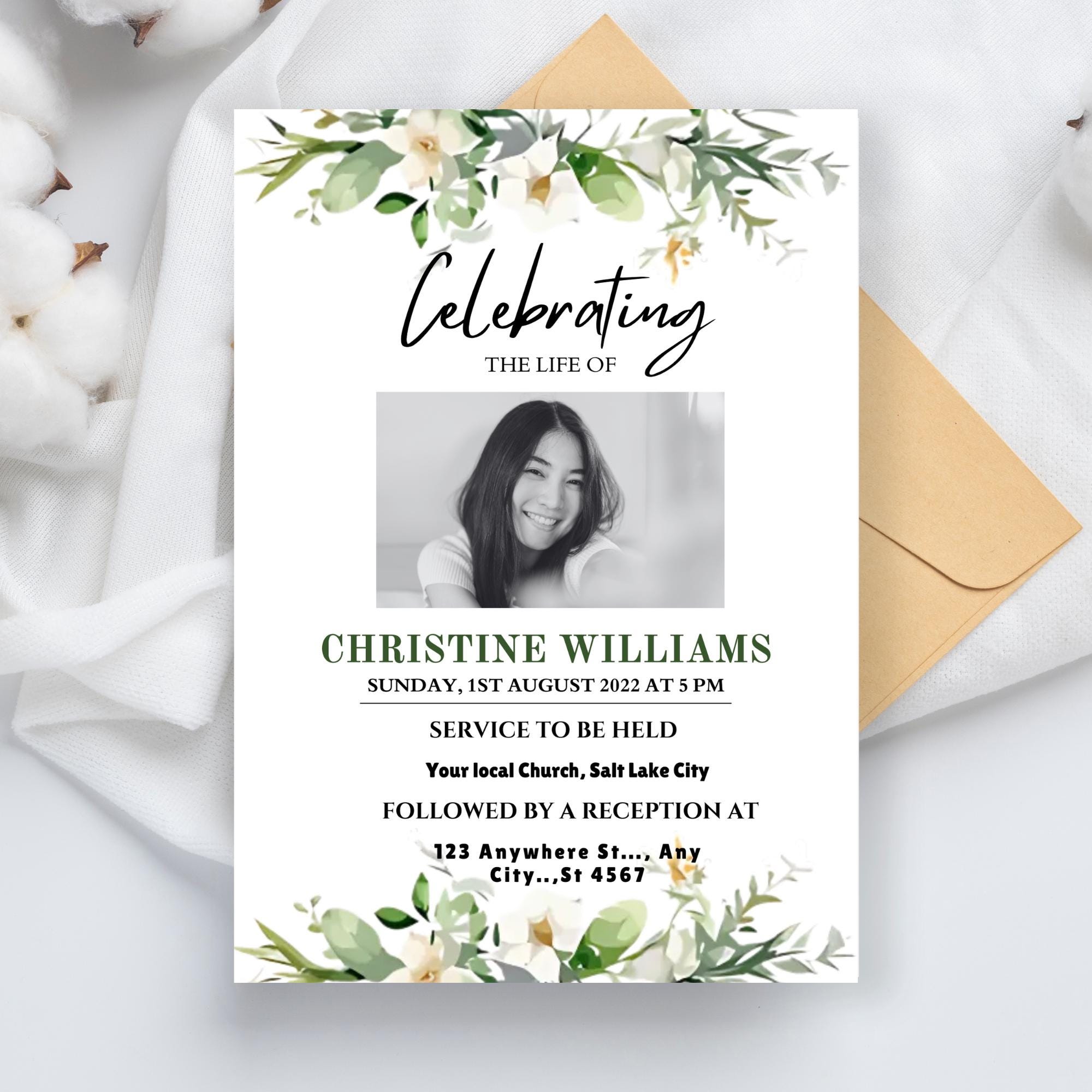 Editable Funeral Invite, Digital Funeral Invitation, Funeral ...