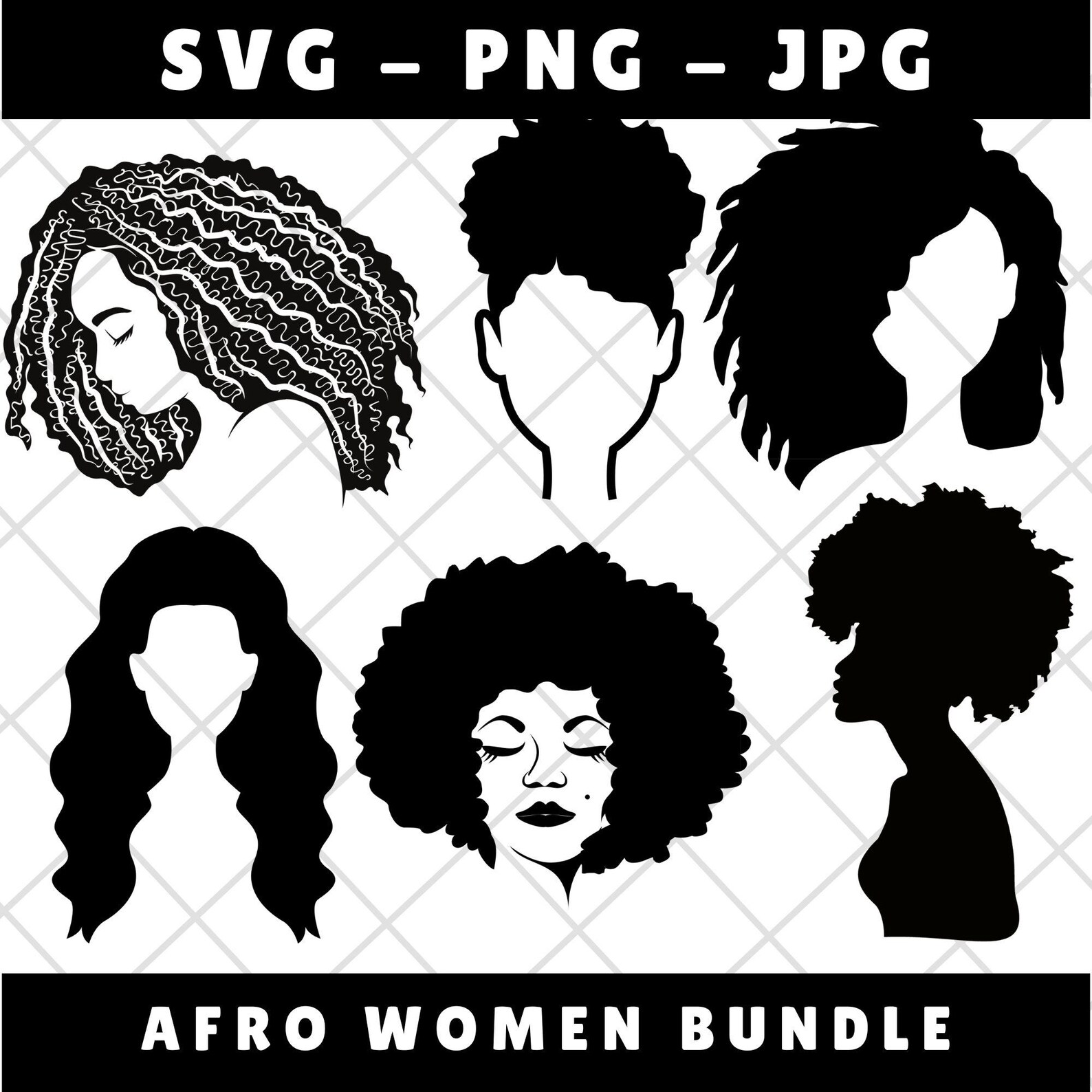 Afro Woman SVG Woman Head Svg Afro Hair Svg Black Woman Svg Afro Womans ...