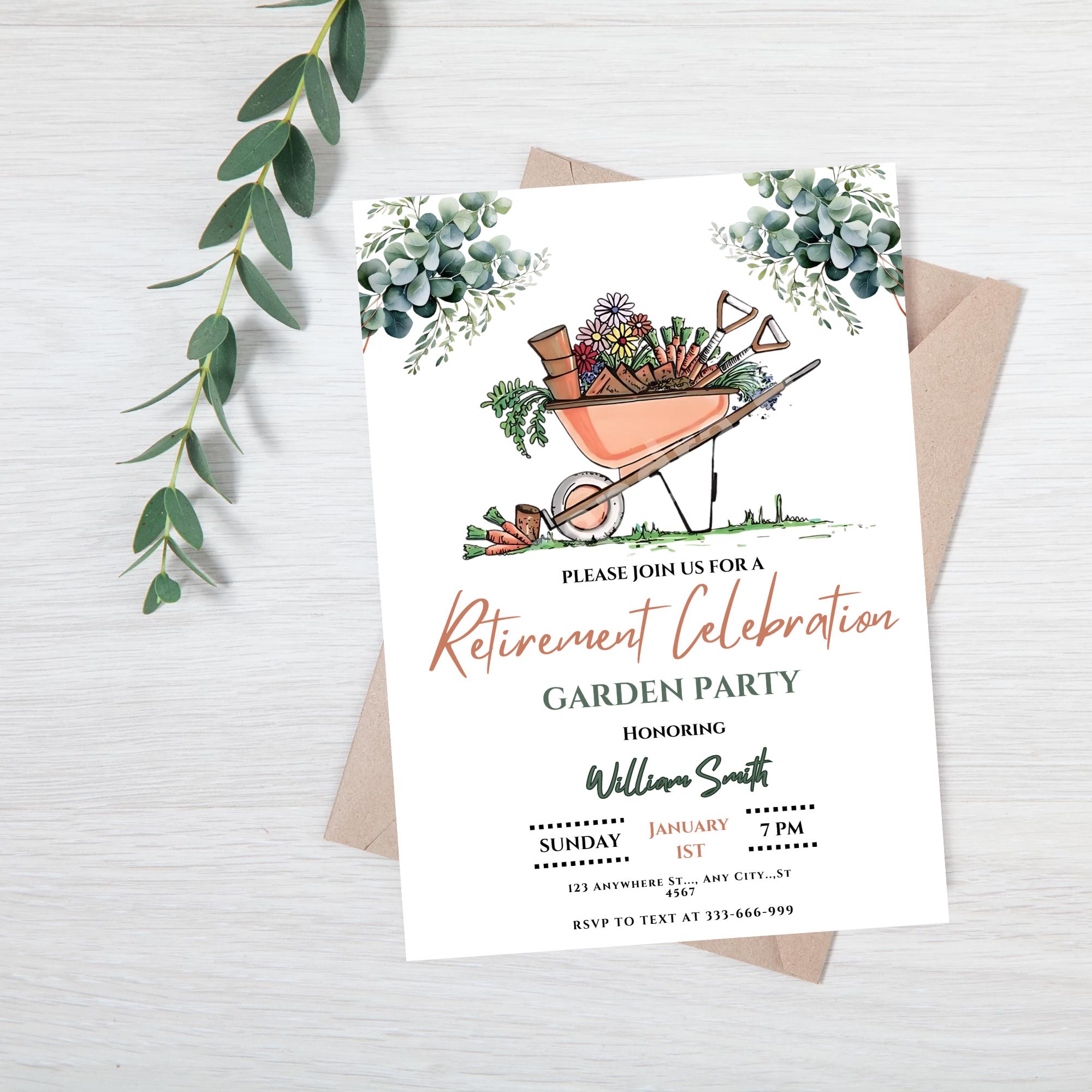 Editable Printable Watercolor Flowers Retirement Invitation Template ...