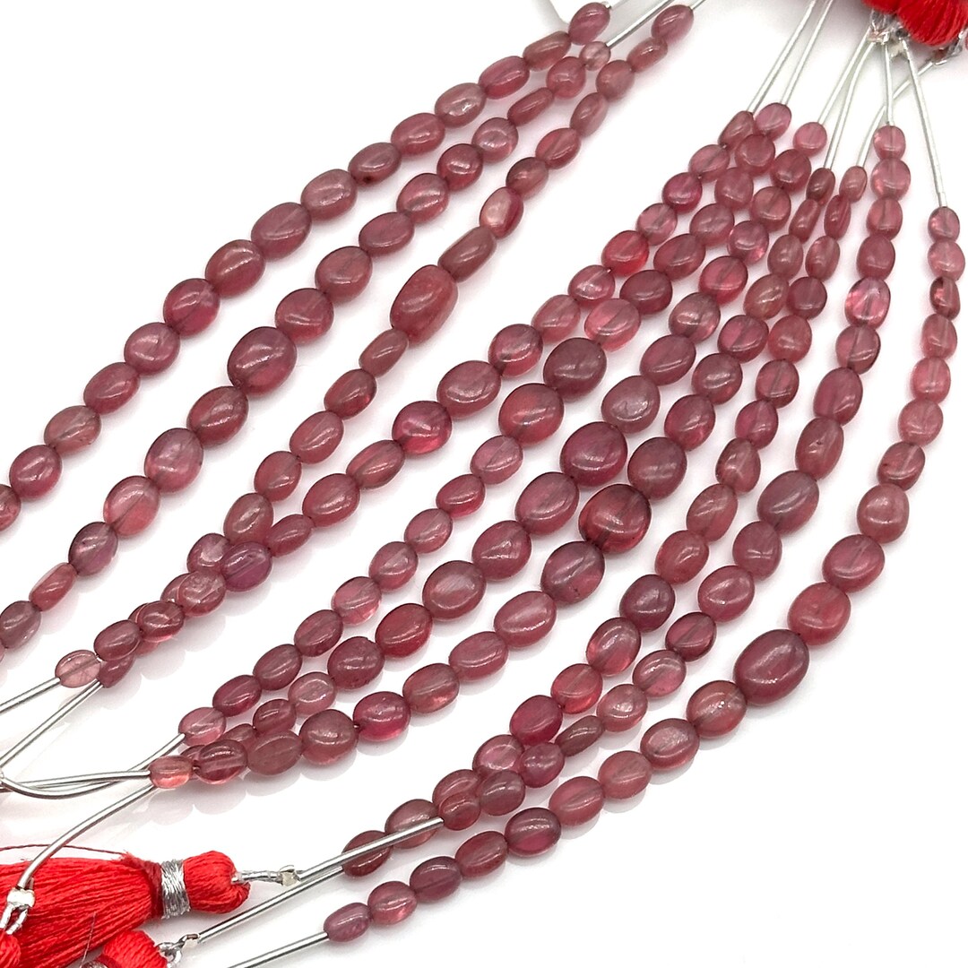 Natural Ruby Graduated Beads Glass Filled 5x4mm-8x6.5mm Smooth Oval Red ...