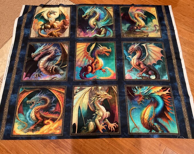 Fabric Panel, 9 Dragons - Etsy