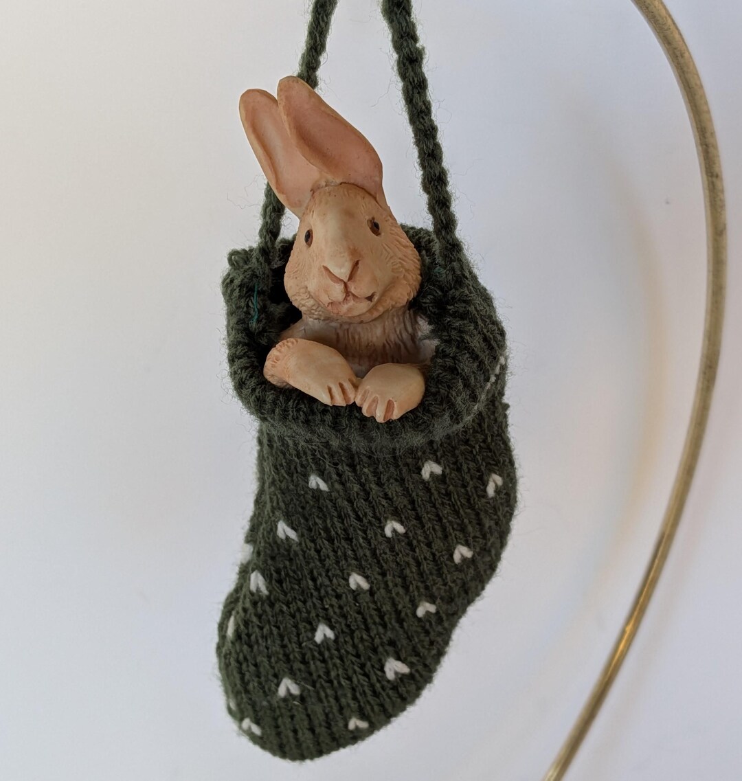 Rabbit in a Stocking Christmas Tree Ornament - Paris Bottman Design - Etsy