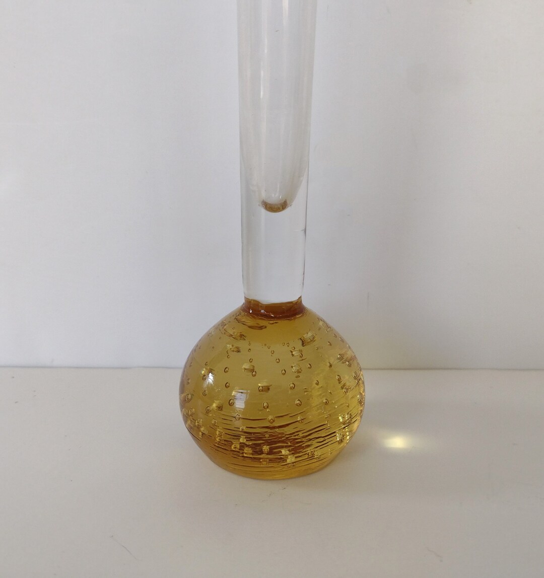 Light Amber Gold Bullicante Glass Art Bud Vase - Made in Portugal - Etsy