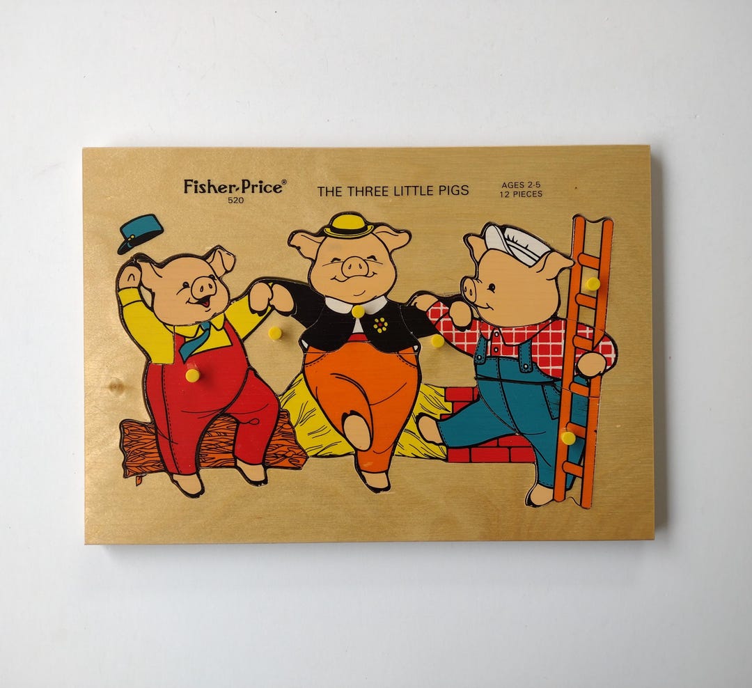 Vtg 70's Fisher Price the Three Little Pigs Children's Jigsaw Puzzle ...