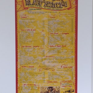 Vintage Italian Restaurant Menu Poster Da Meo Patacca Restaurante Rome ...
