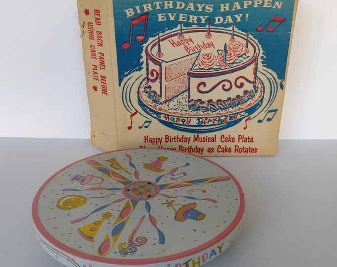 1950's Musical Rotating Happy Birthday Cake Plate - Etsy