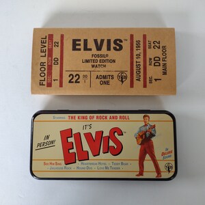 Elvis FOSSIL Limited Edition Watch & Guitar Lapel Pin With Collectible ...